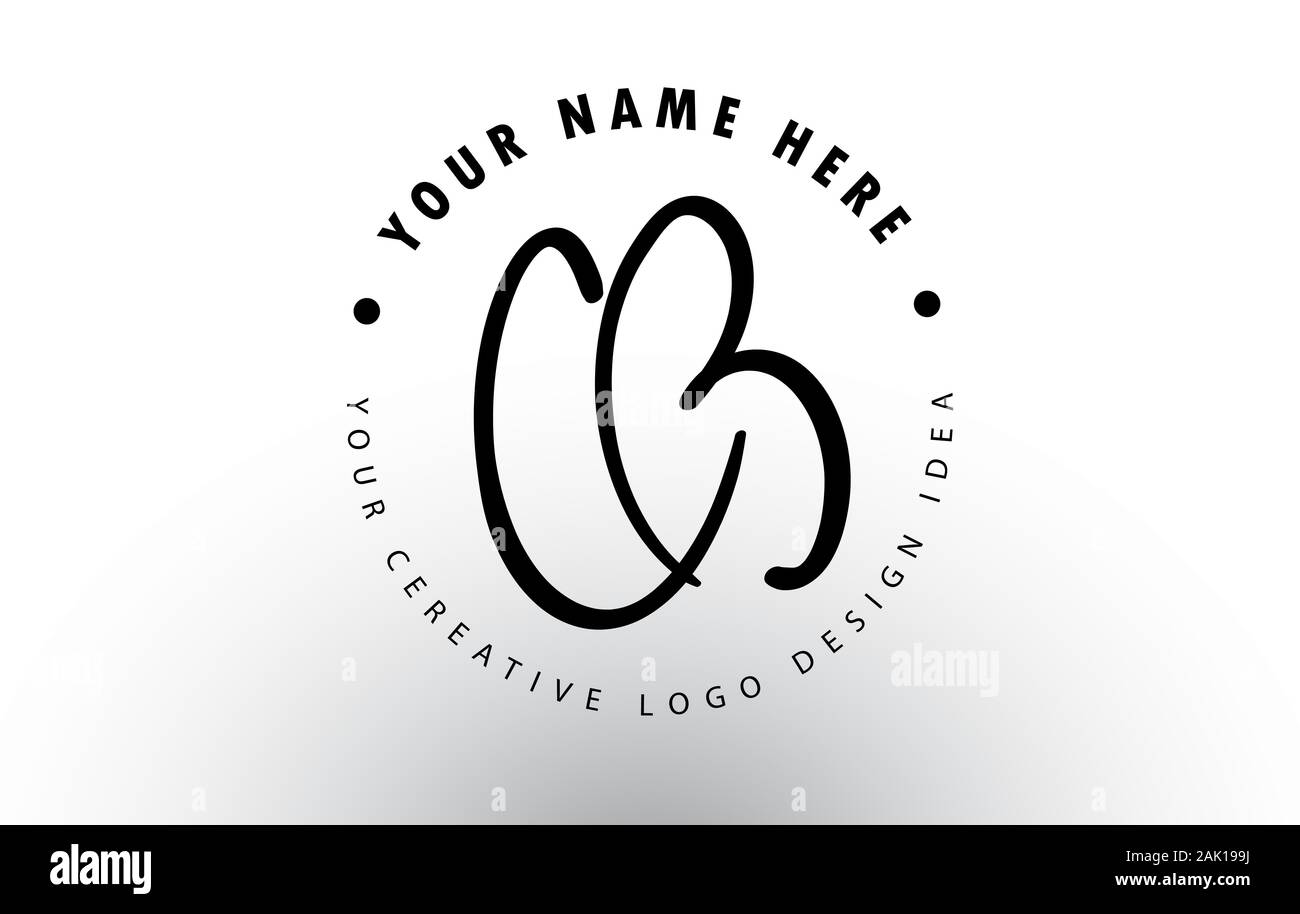 CB Handwritten Letters Logo Design with Circular Letter Pattern ...
