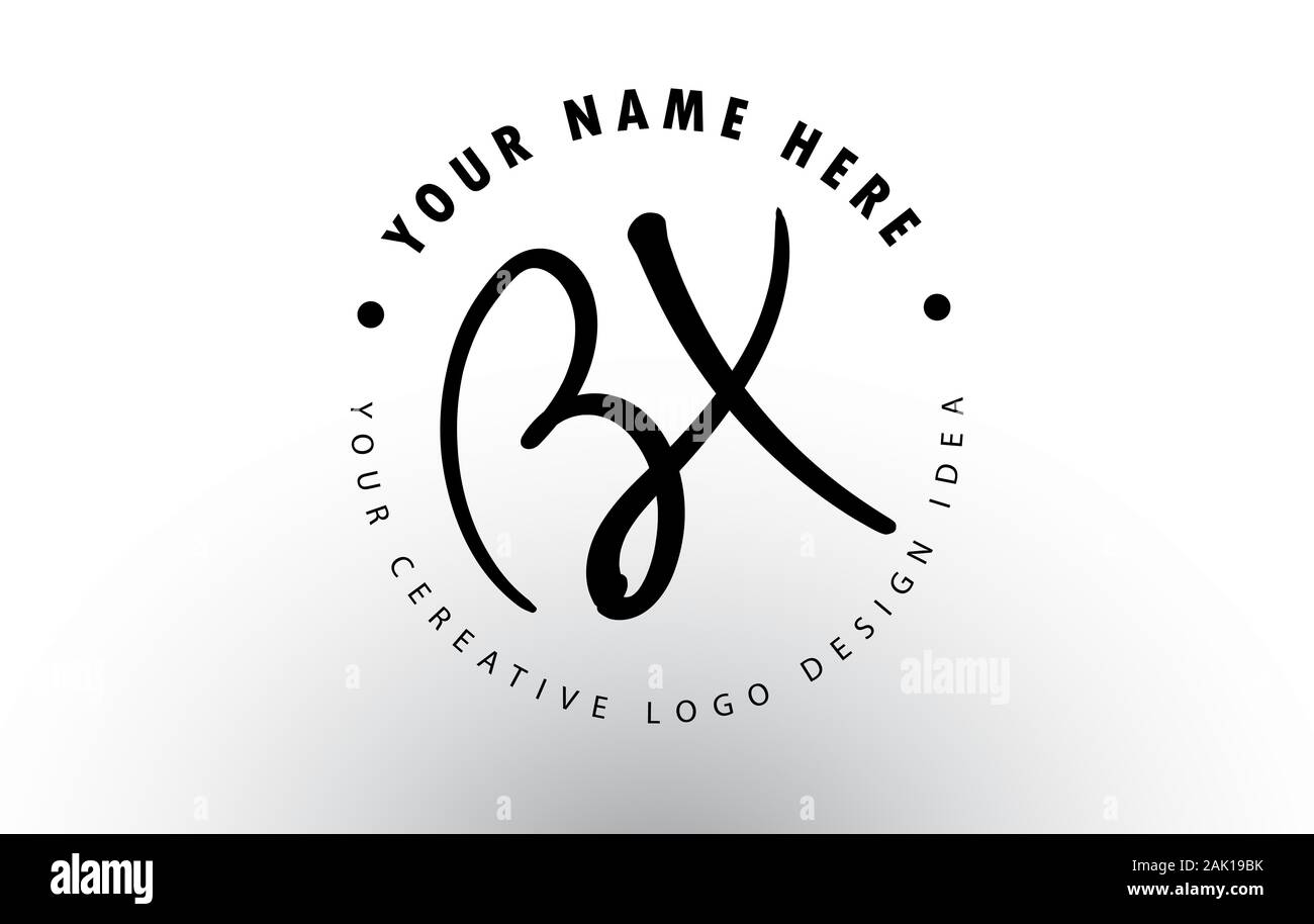 BX Handwritten Letters Logo Design with Circular Letter Pattern ...