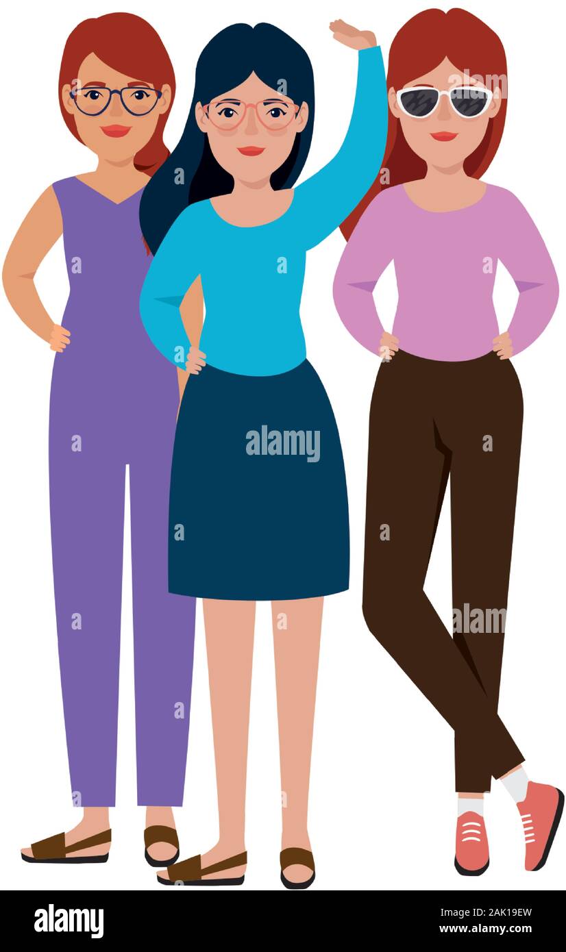 group of beautiful women standing avatar character Stock Vector Image ...