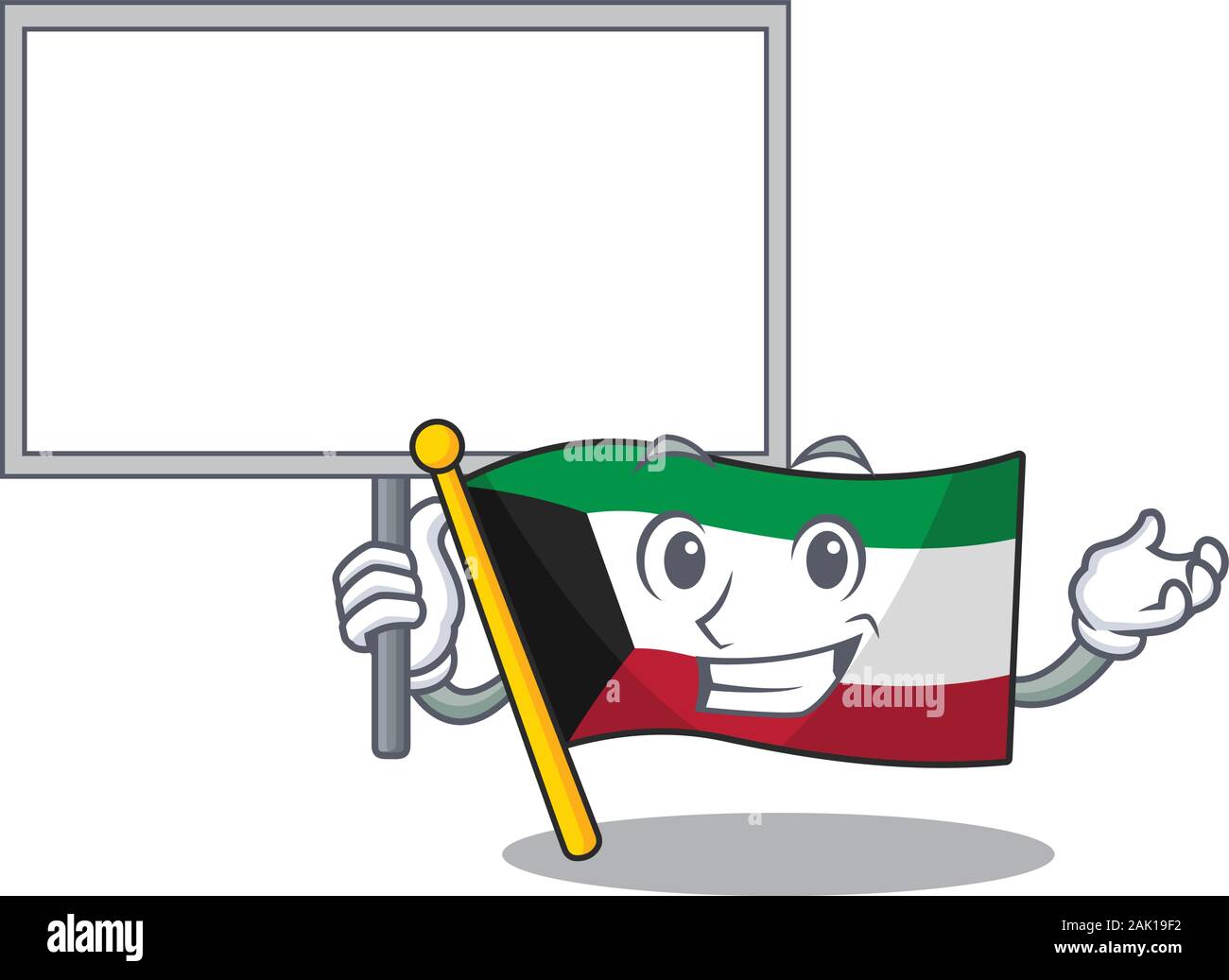 A cute picture of flag kuwait cute cartoon character bring a board ...