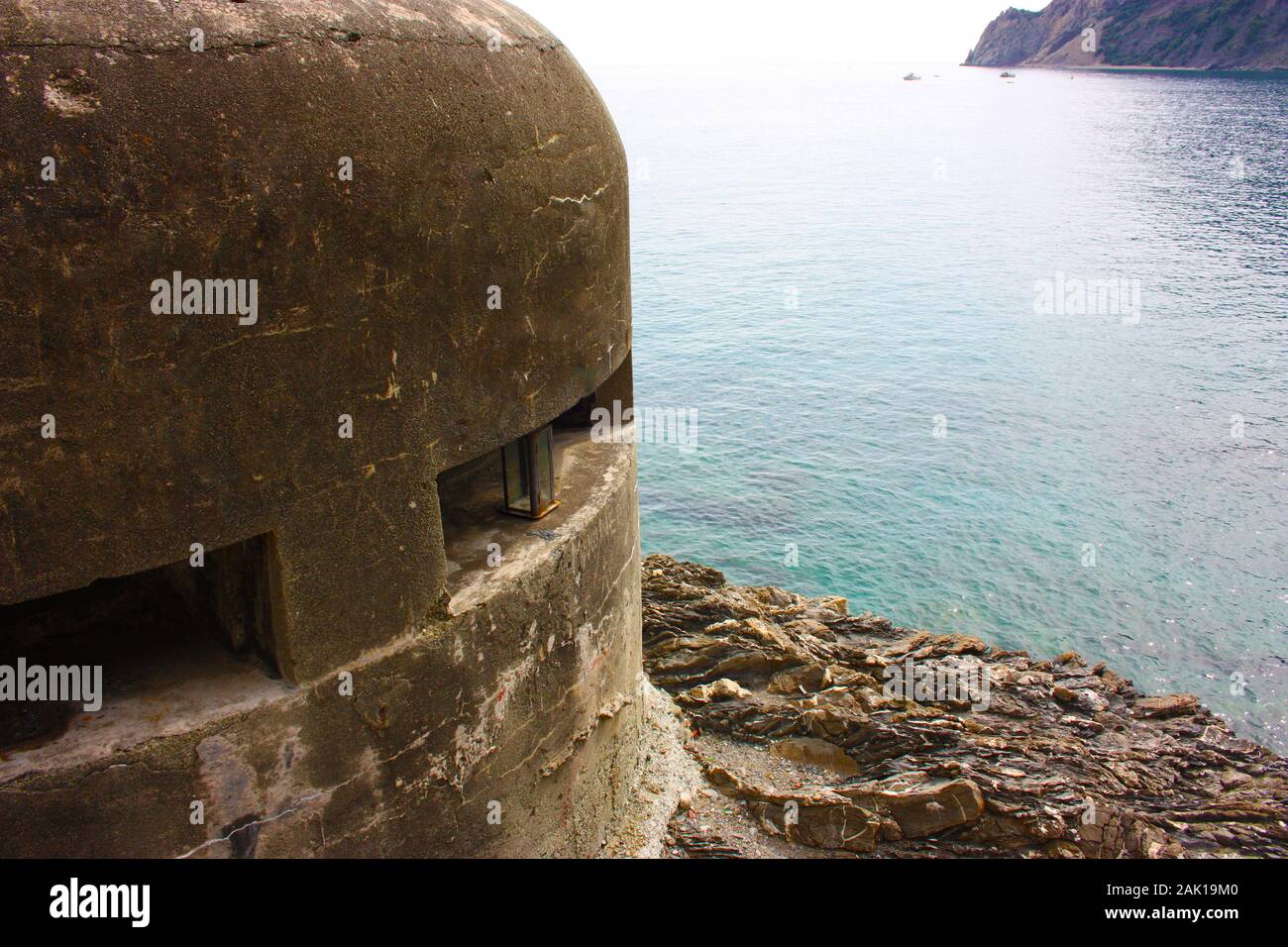 old german bunker from the second world war on a cliff overlooking the ...