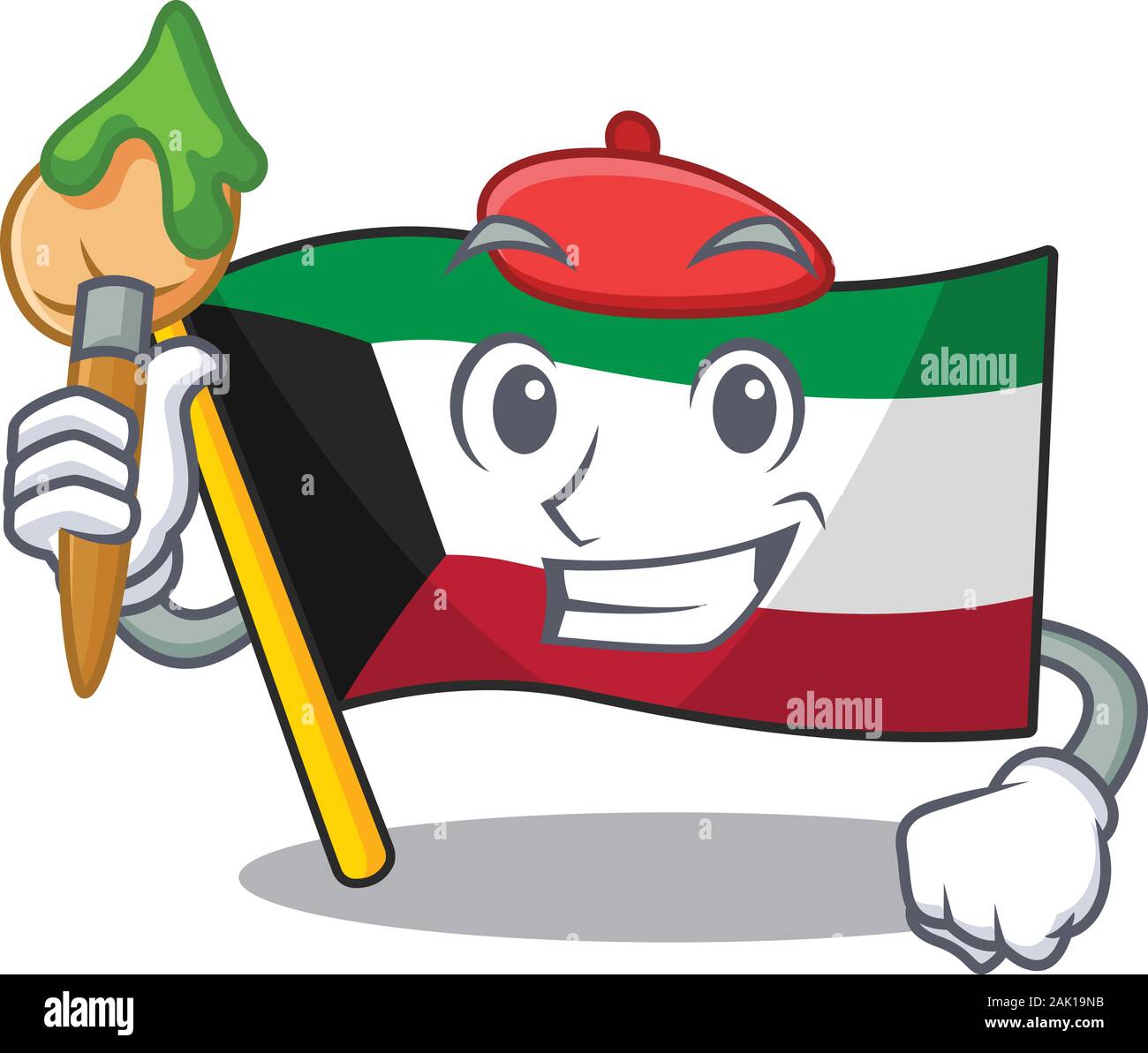 Cartoon character of flag kuwait Artist with a brush Stock Vector Image ...