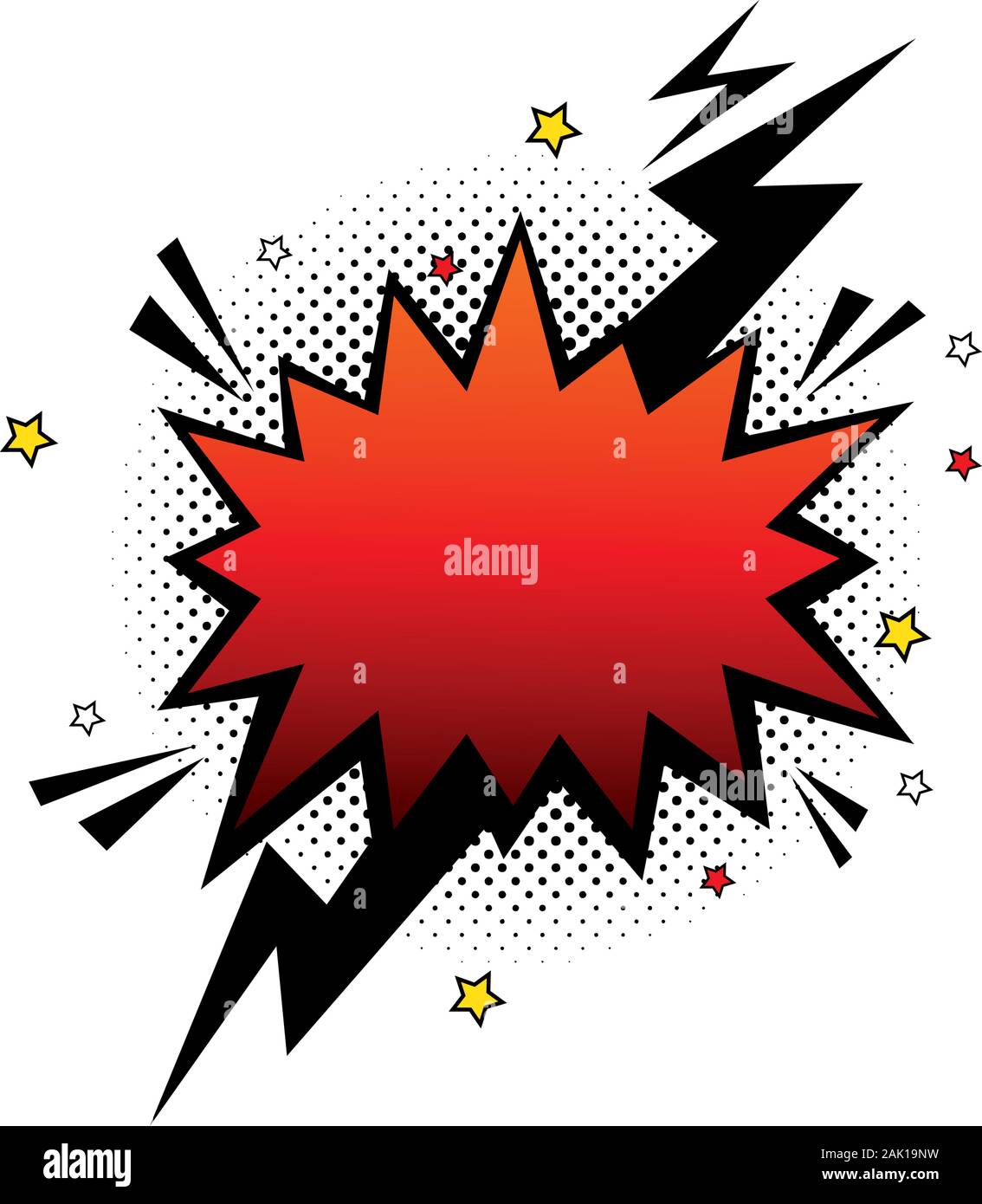 explosion red color with thunderbolt pop art style icon Stock Vector ...