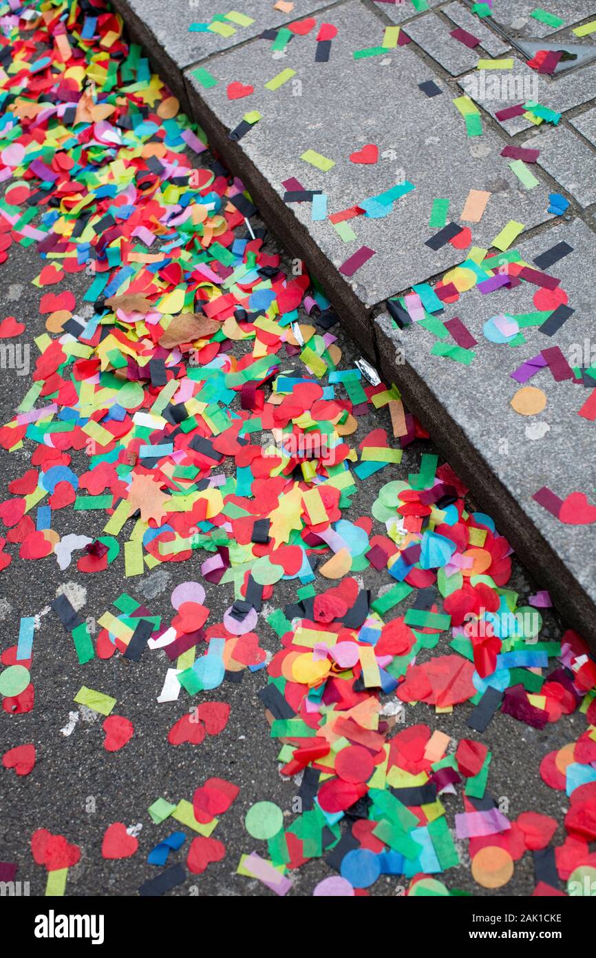 Confetti on street after London New Year's Day parade, Piccadilly ...
