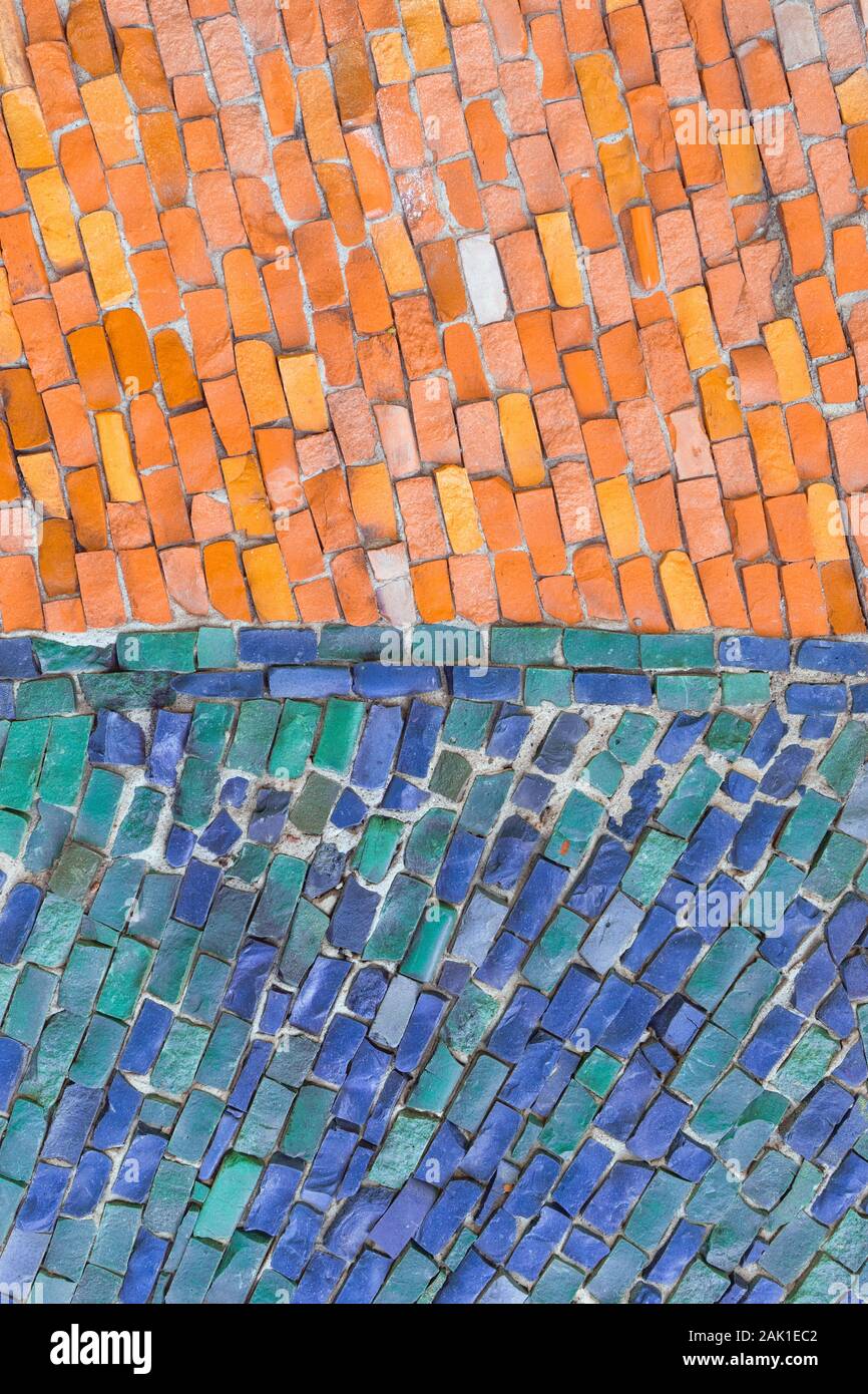 blue and orange surface of abstract colorful smalt mosaic with high ...