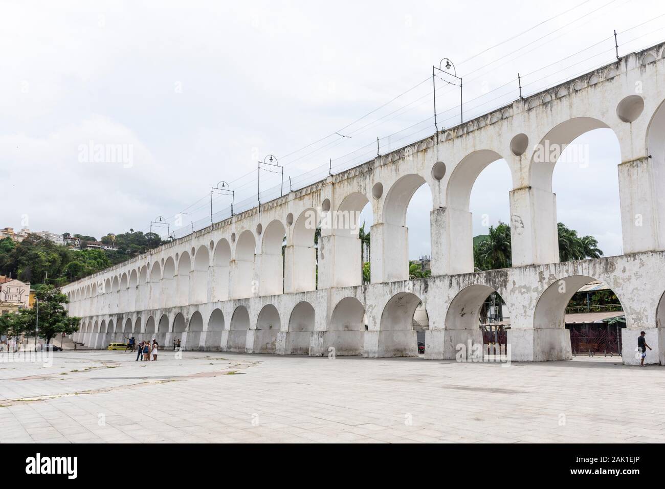 White and old historic Arcos da Lapa (Lapa Aqueduct) in downtown Rio de ...