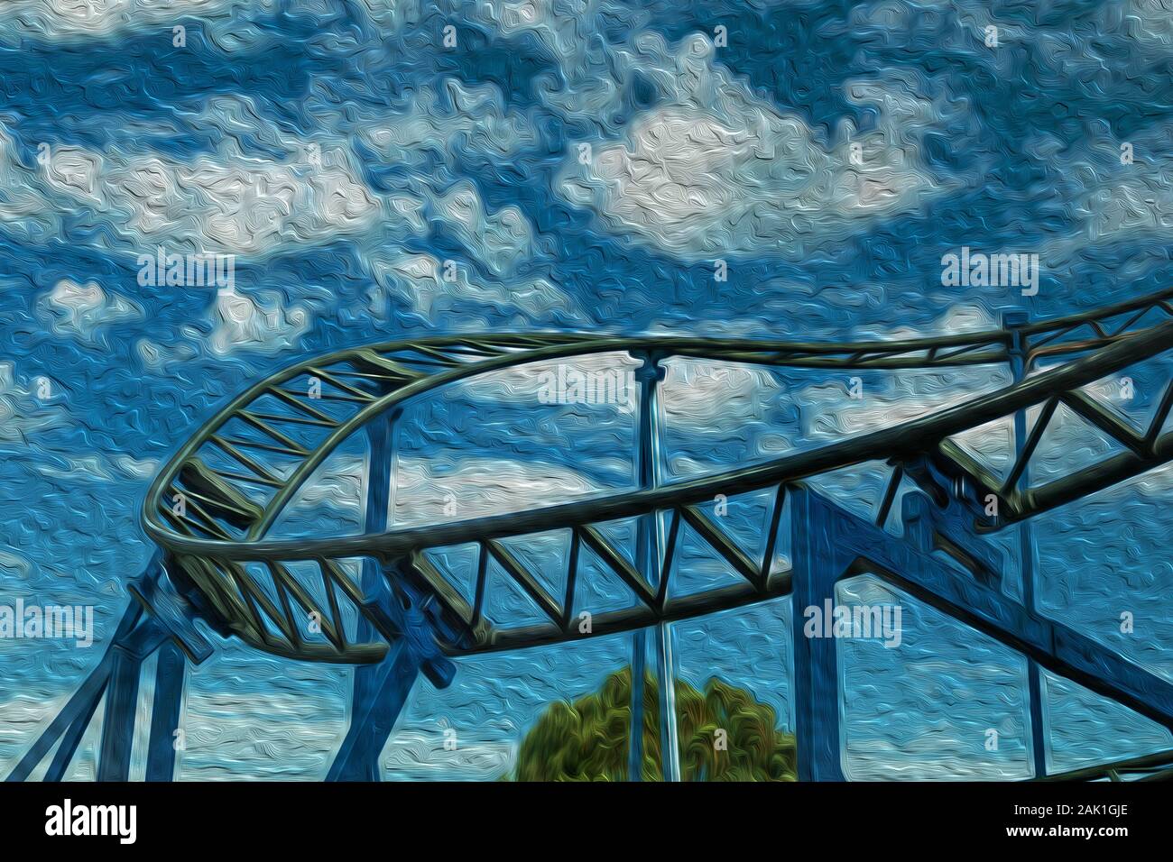 Steel rails and beams from a roller coaster at the Alpen amusement park ...