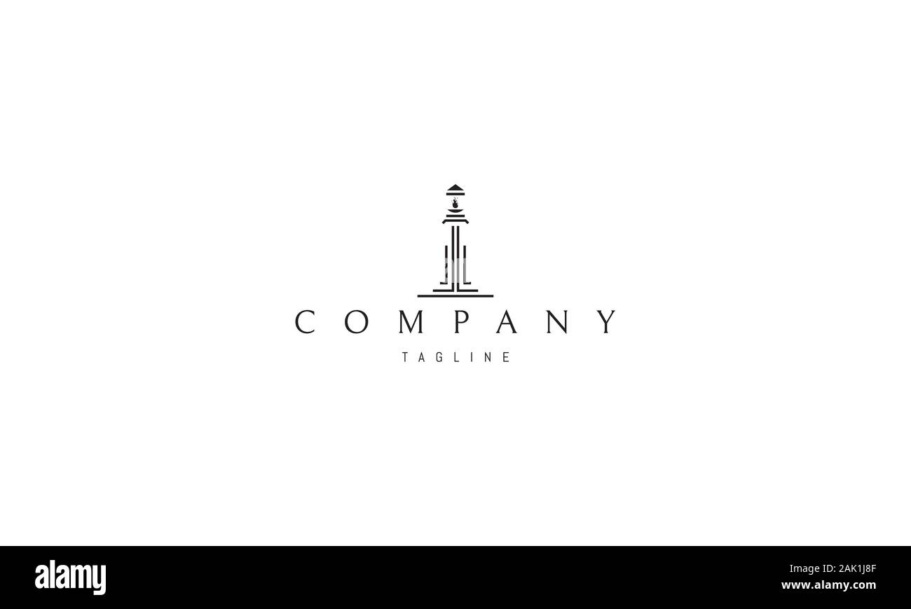 Vector logo on which an abstract image of a lighthouse in a linear ...