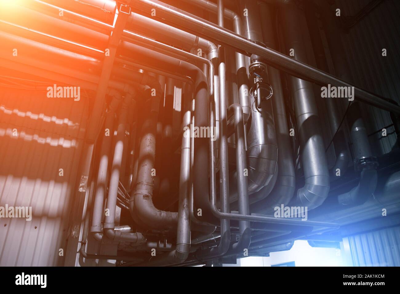 Industrial steel pipes. Pipeline system for delivering components or ...
