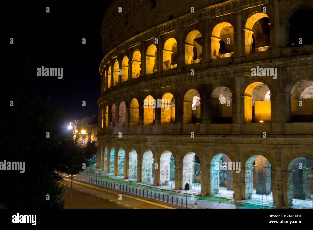 Colosseum night view, Rome landmark, Italy. Colosseo, Roma Stock Photo ...