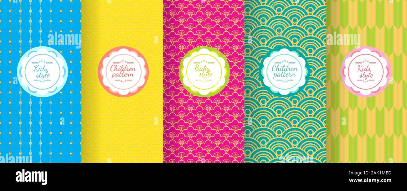 Kids colorful seamless pattern. Cute Baby design Stock Vector Image ...