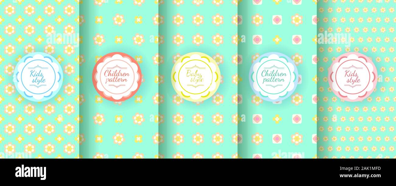 Kids colorful seamless pattern. Cute Baby design Stock Vector Image ...