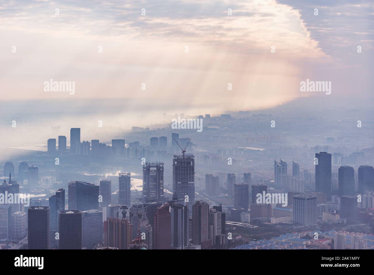 Aerial view of Shanghai city center in the morning. China Stock Photo ...