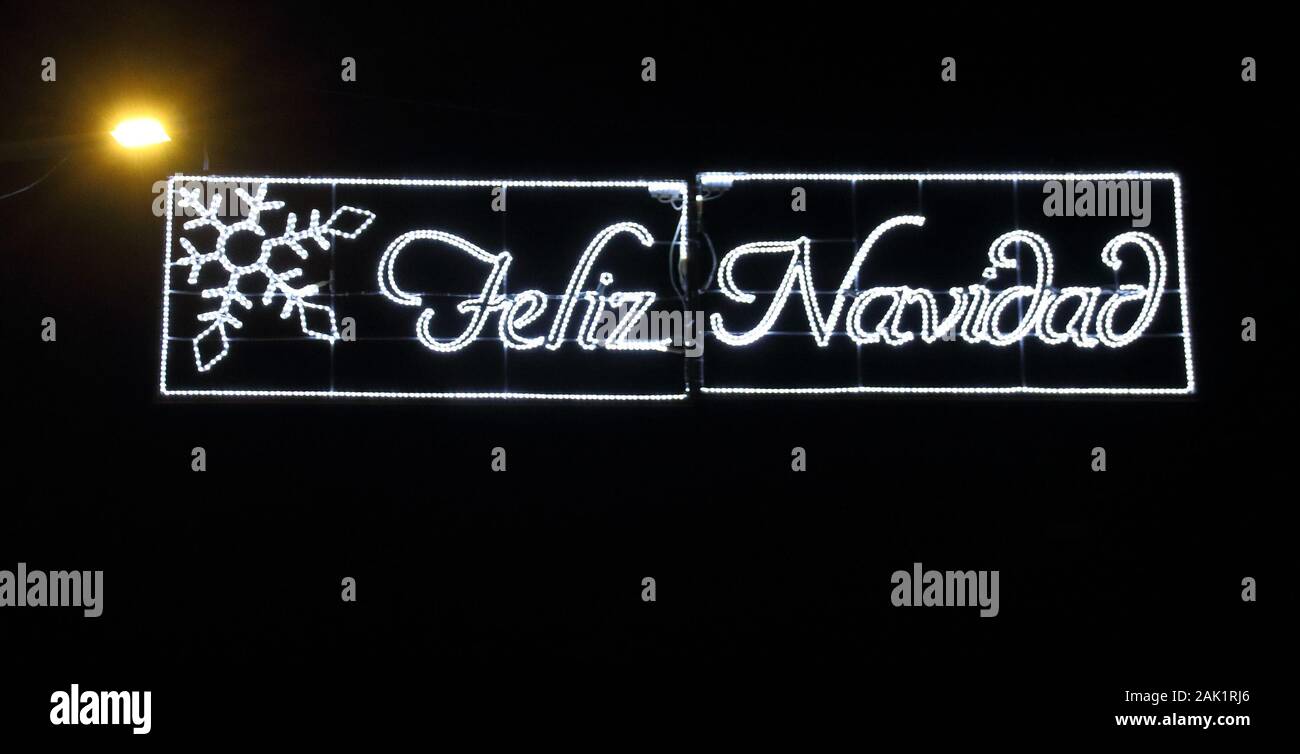 Feliz Navidad a decoration for Christmas and Three Kings Day seen at a ...