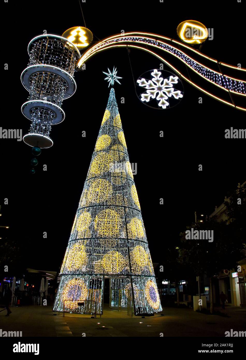 A view of The magnificent 18 metre metal Christmas tree in Plaza de la ...