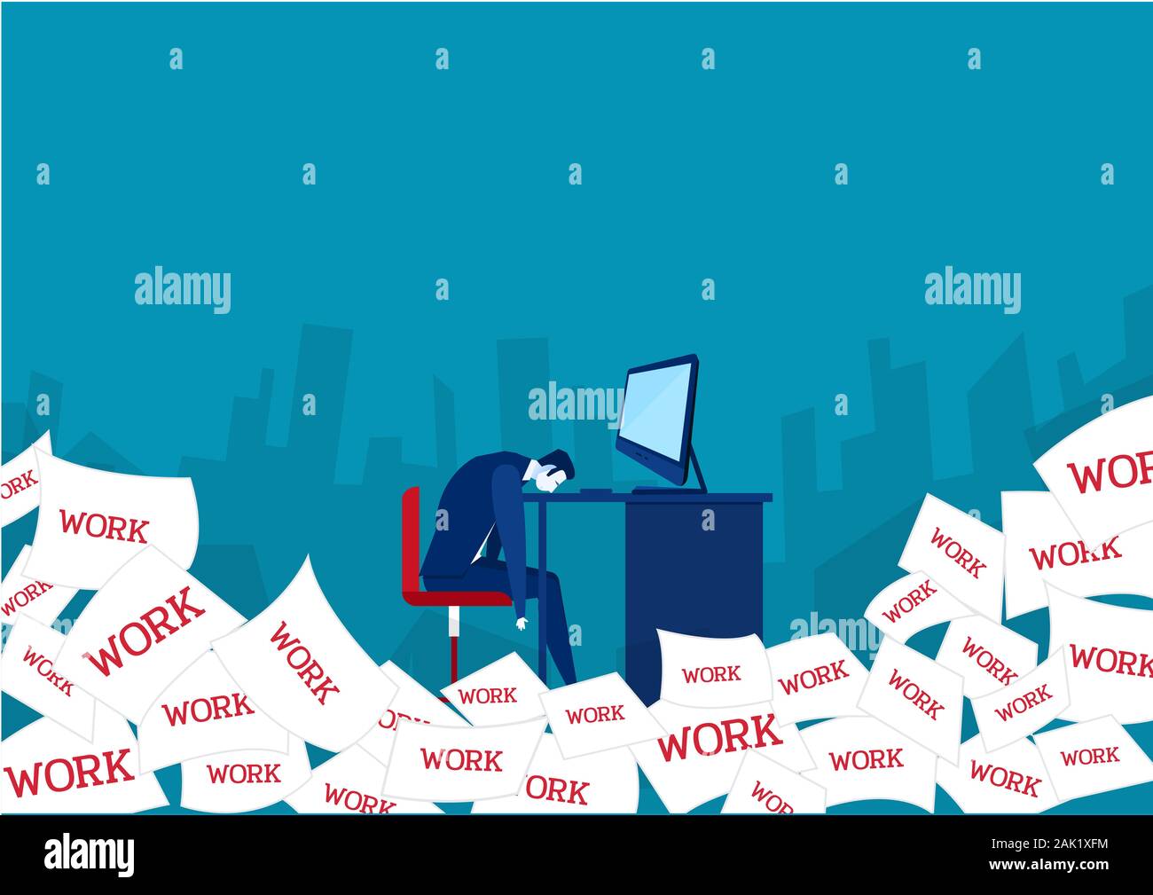 Overworked man pile of papers hi-res stock photography and images - Alamy
