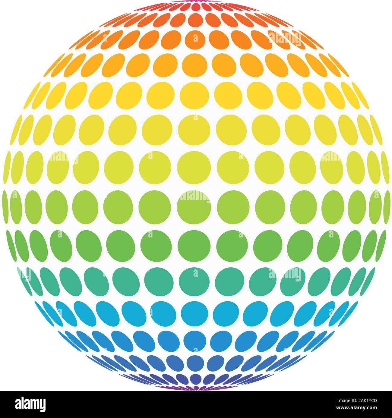 Abstract full color rainbow spectrum dotted sphere. Spotted ball for ...