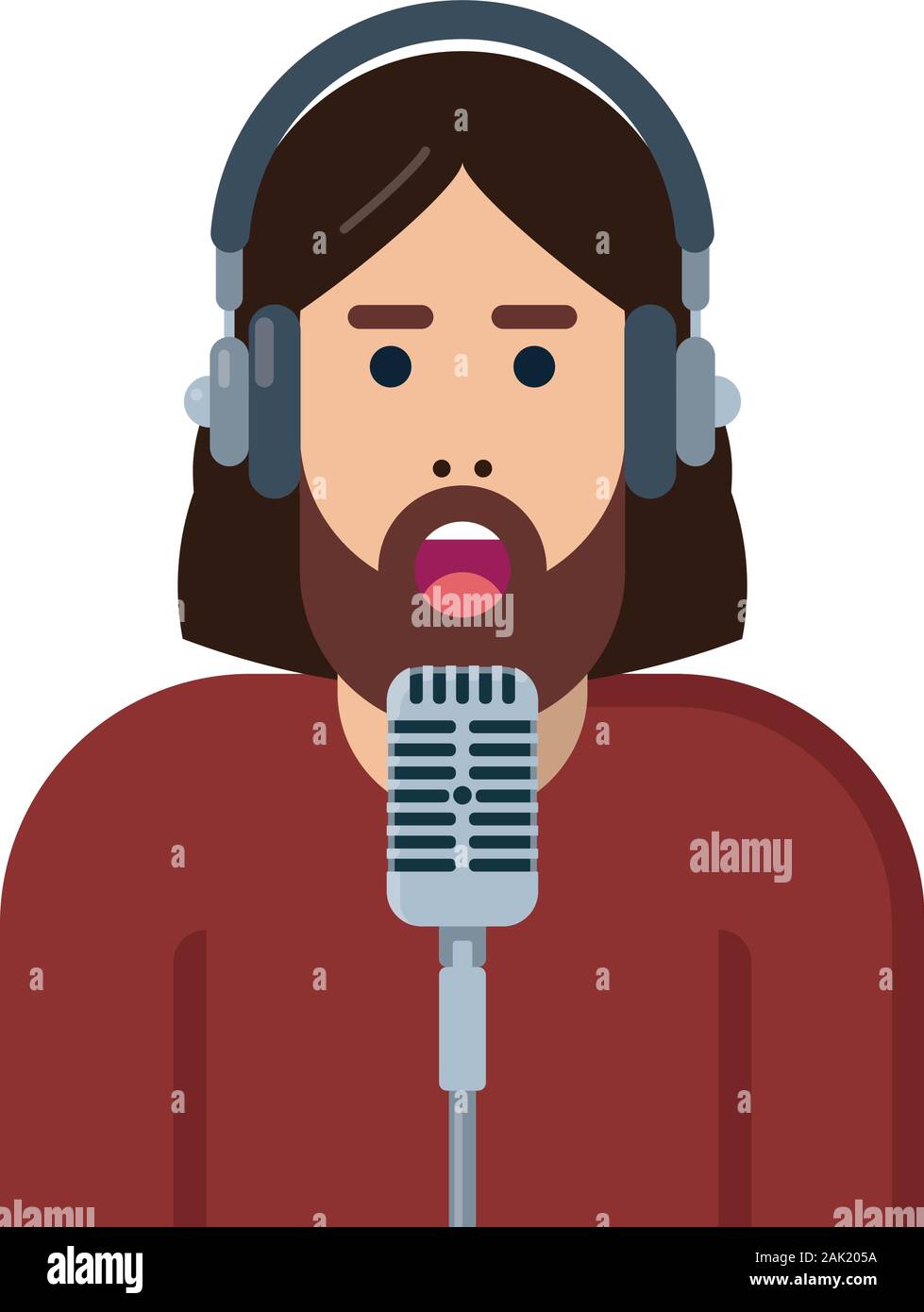 person speaking into microphone and wearing headphones Stock Vector ...