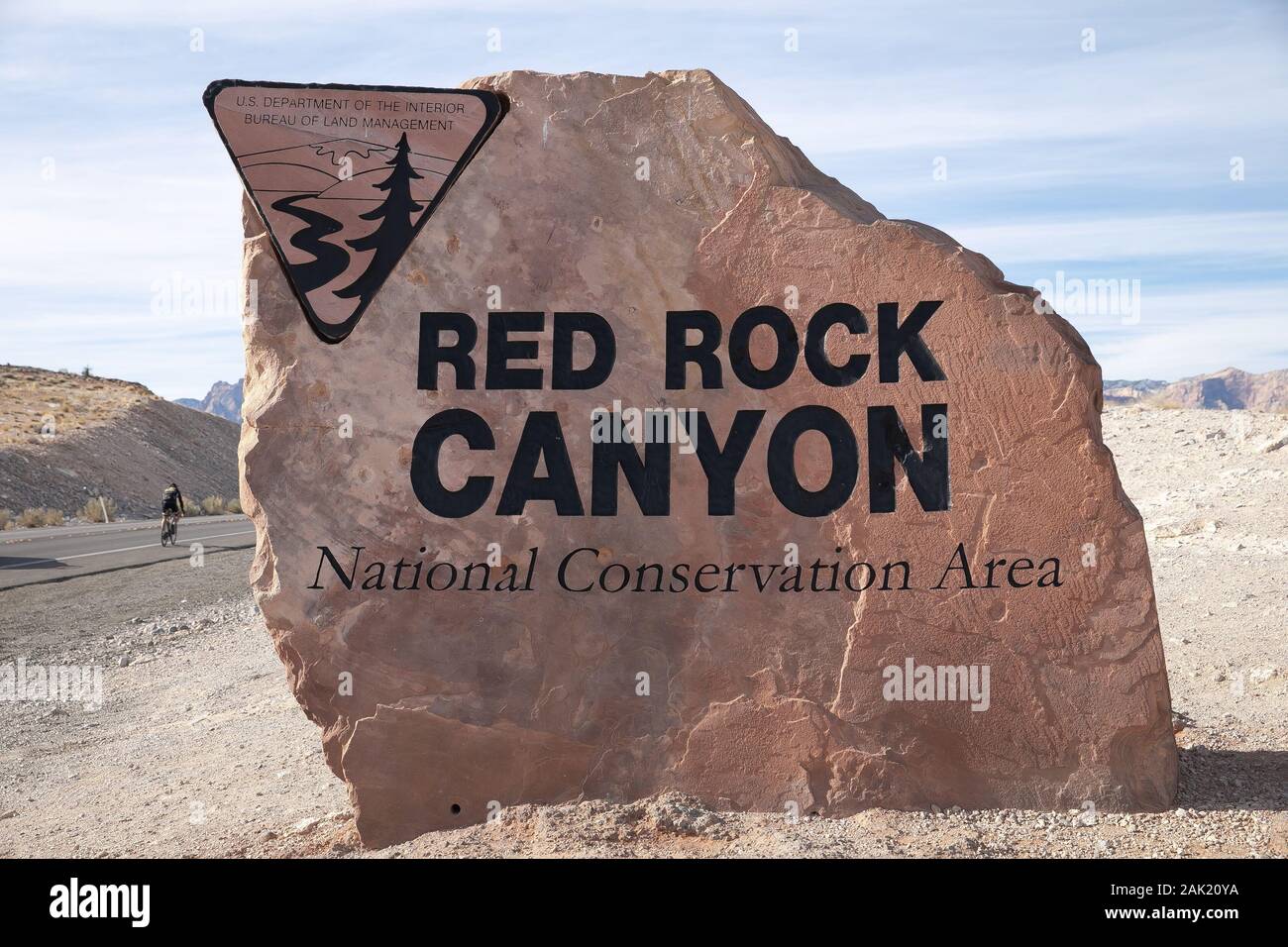 Red Rock Canyon, National Conservation area sign , in Nevada, USA Stock ...
