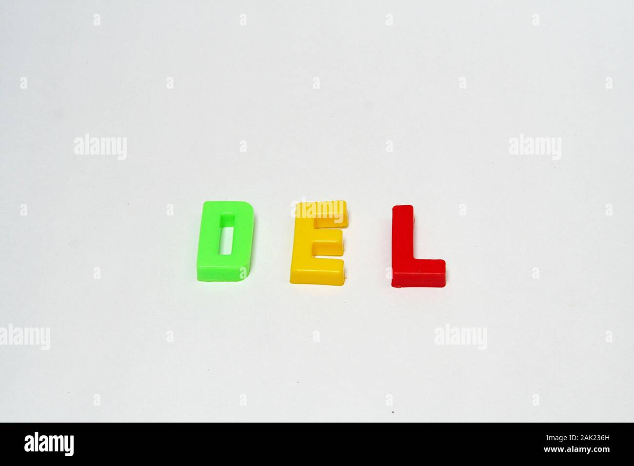 Letters ‘DEL’ for ‘Delete Key’ on a computing device, isolated on white ...
