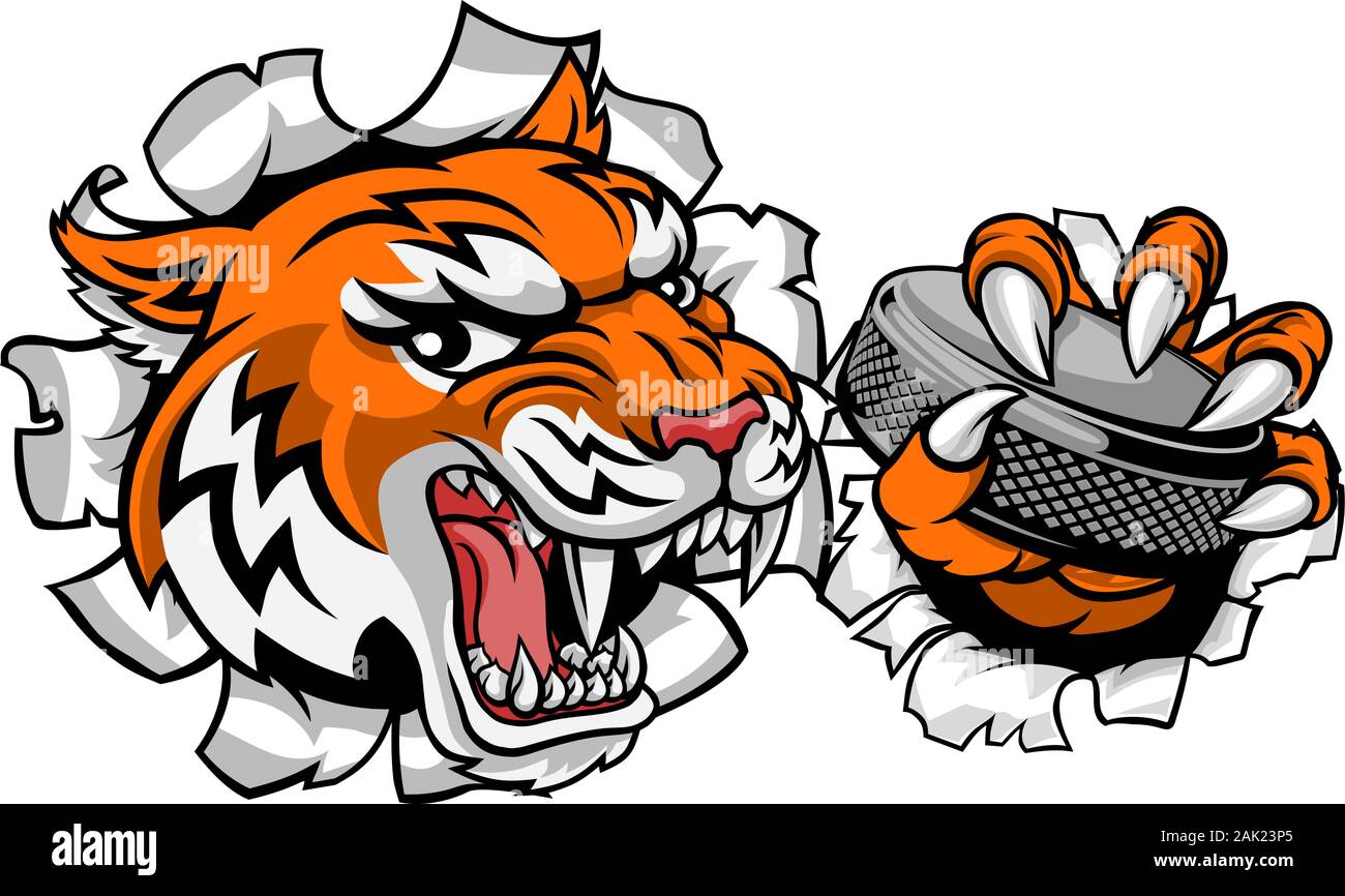 Tiger Ice Hockey Player Animal Sports Mascot Stock Vector Image & Art ...