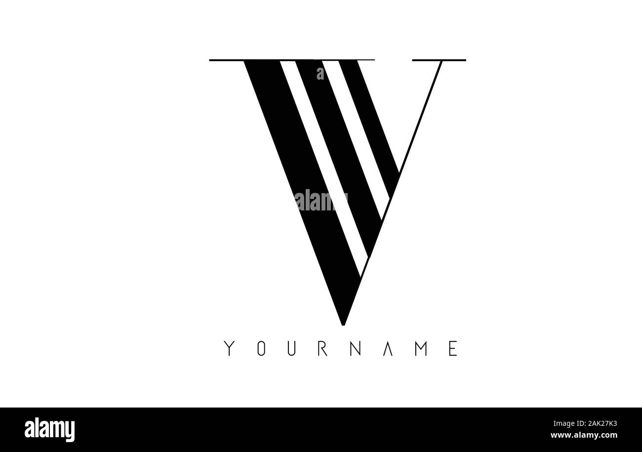 V Letter Logo with Graphic Elegant Black Lines Design. Minimalist art ...