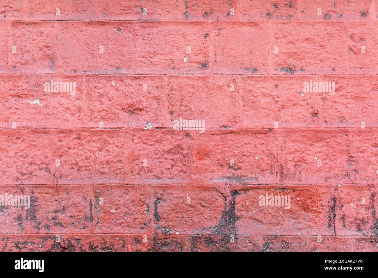 Concrete block wall painted red color of background and texture Stock ...