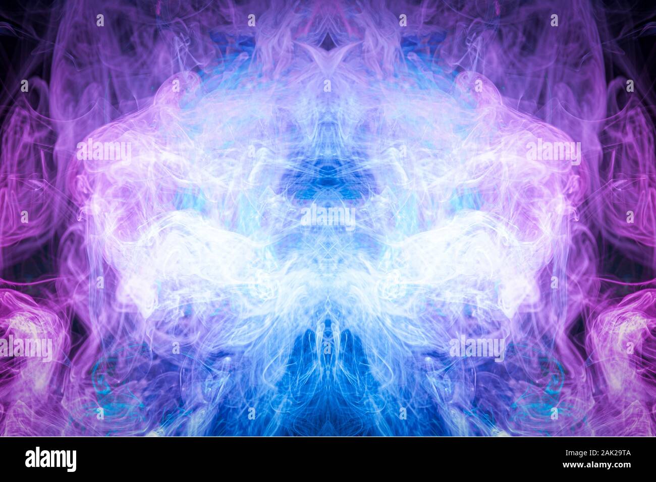 Smoke of pattern pink, purple and blue in the form of horror monster on ...
