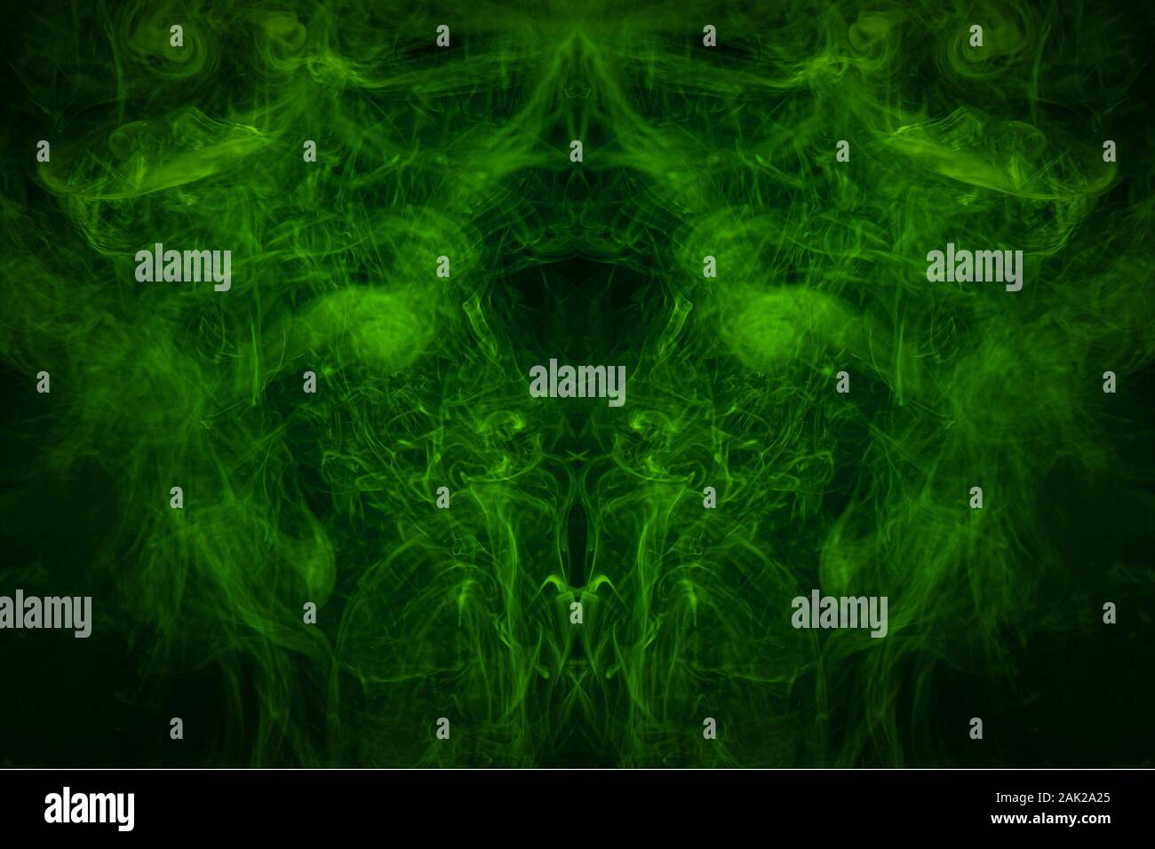 Smoke of pattern green in the form of horror monster on a dark isolated ...