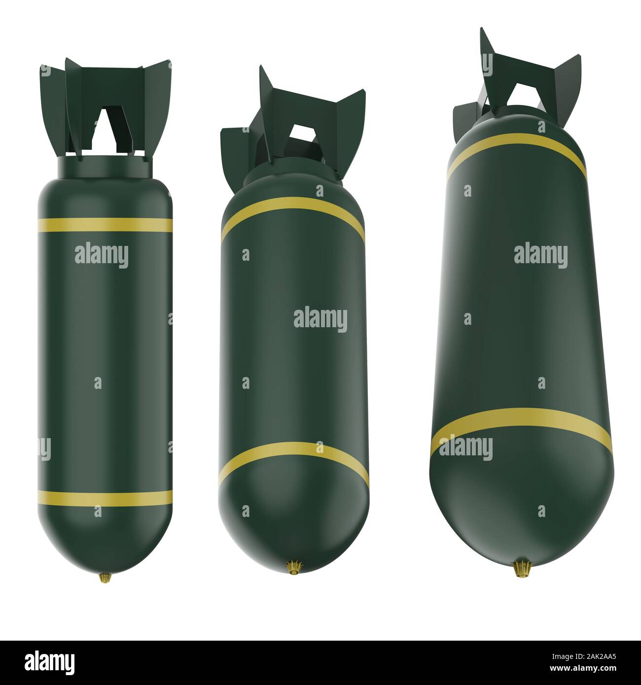 3d rendering set of missiles or nuclear bombs isolated on white Stock ...