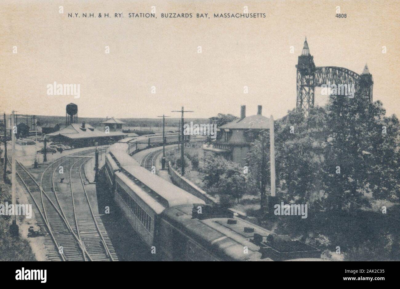 An early postcard showing the Buzzards Bay, Massachusetts railway ...