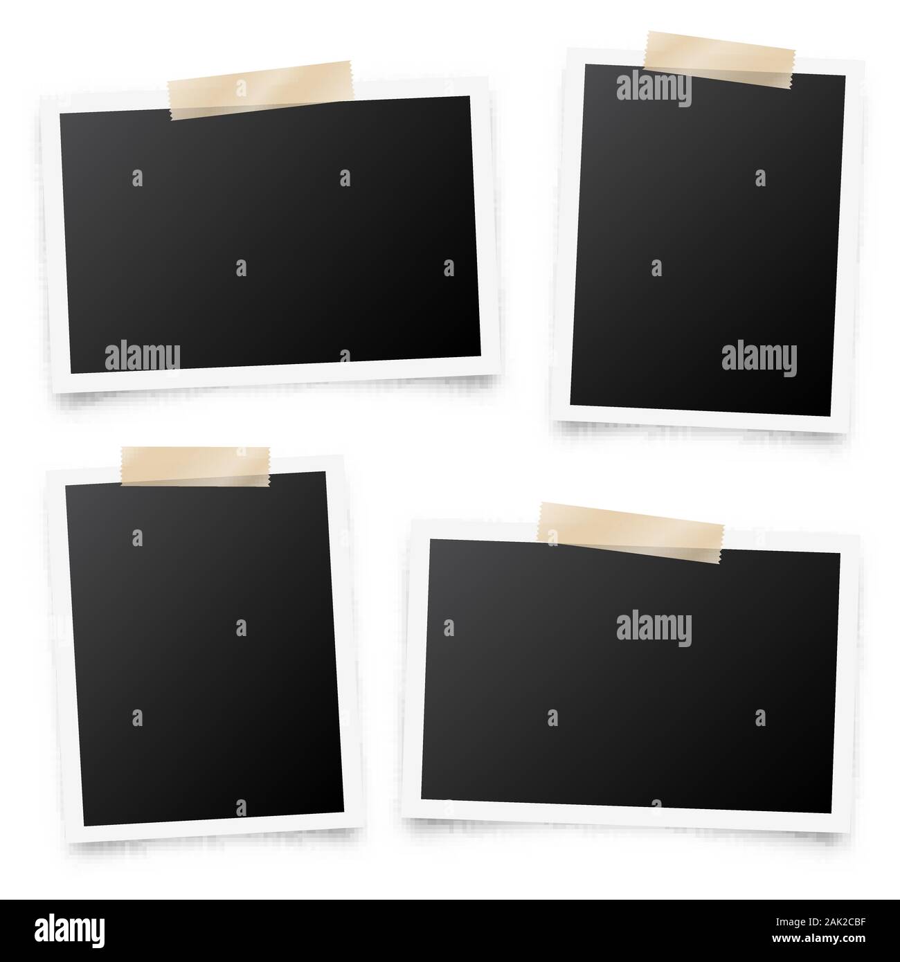 Realistic blank photo card frame, film set. Retro vintage photograph ...