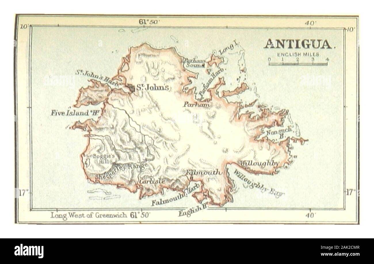Vintage map of antigua hi-res stock photography and images - Alamy