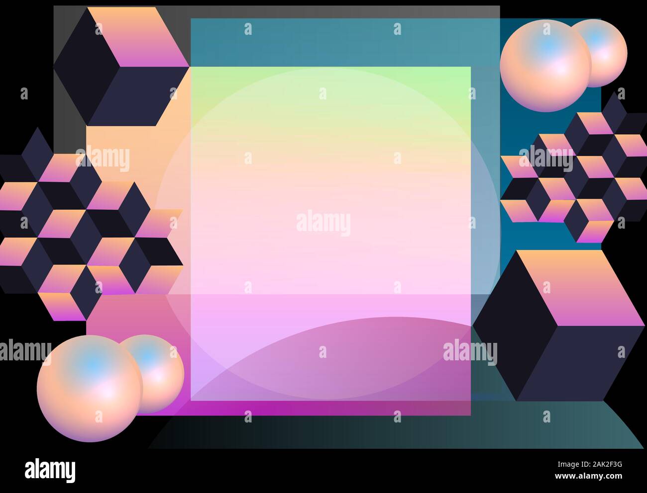 Abstract Colorful geometric background. 3d shapes composition. Place ...