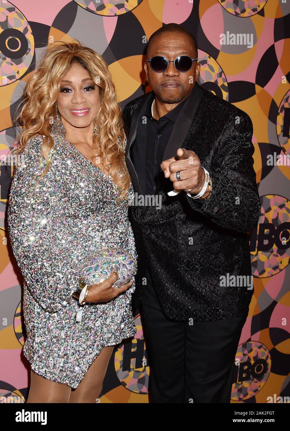 BEVERLY HILLS, CA - JANUARY 05: Virginia MacDonald (L) and T.K. Carter attend HBO's Official ...