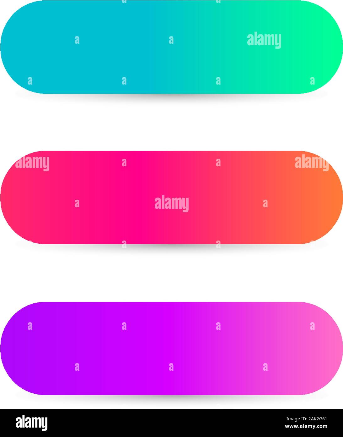Three trendy empty gradient buttons with soft shadows isolated on white ...