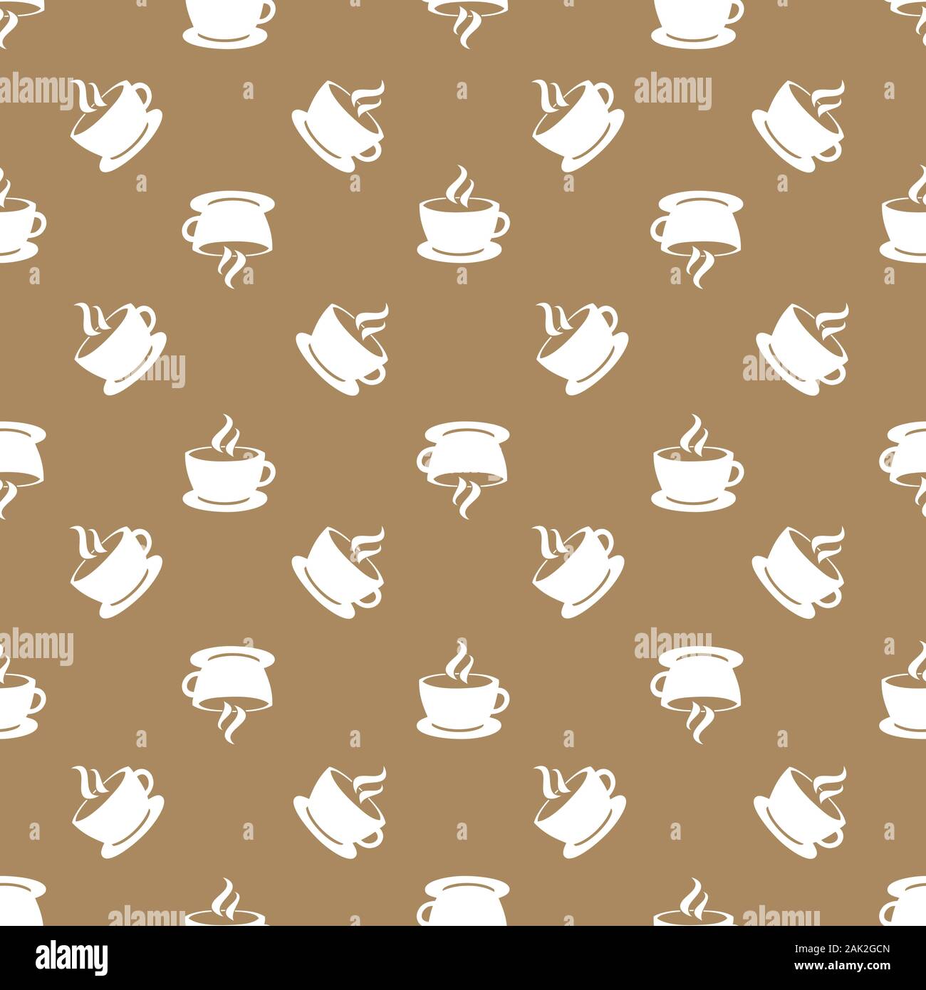 Coffee cup random seamless repeat pattern background Stock Photo - Alamy