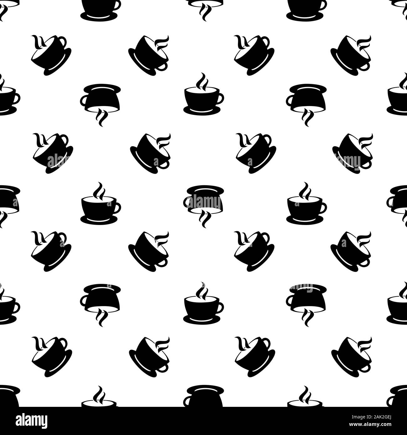 Coffee cup random seamless repeat pattern background Stock Photo - Alamy