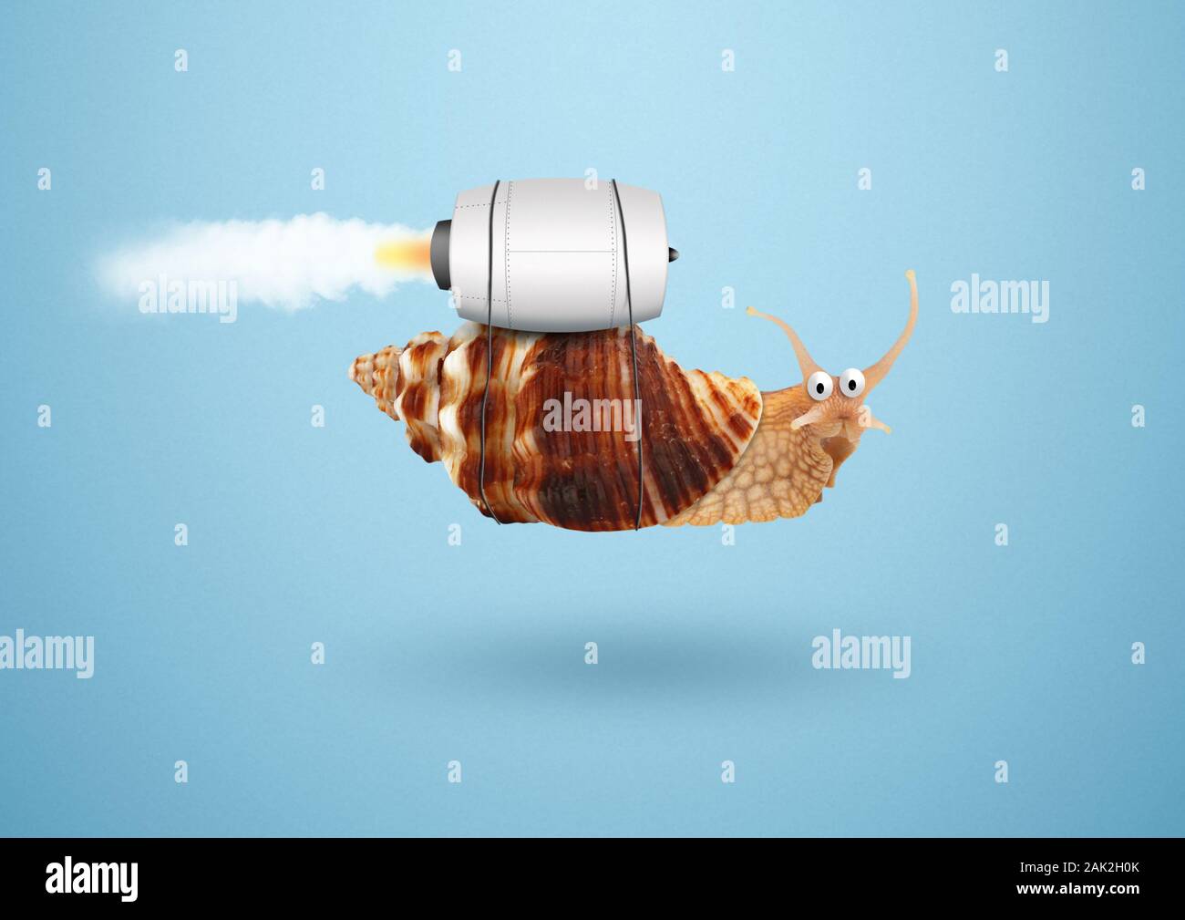 Acceleration speed and success concept, snail with jet Stock Photo - Alamy