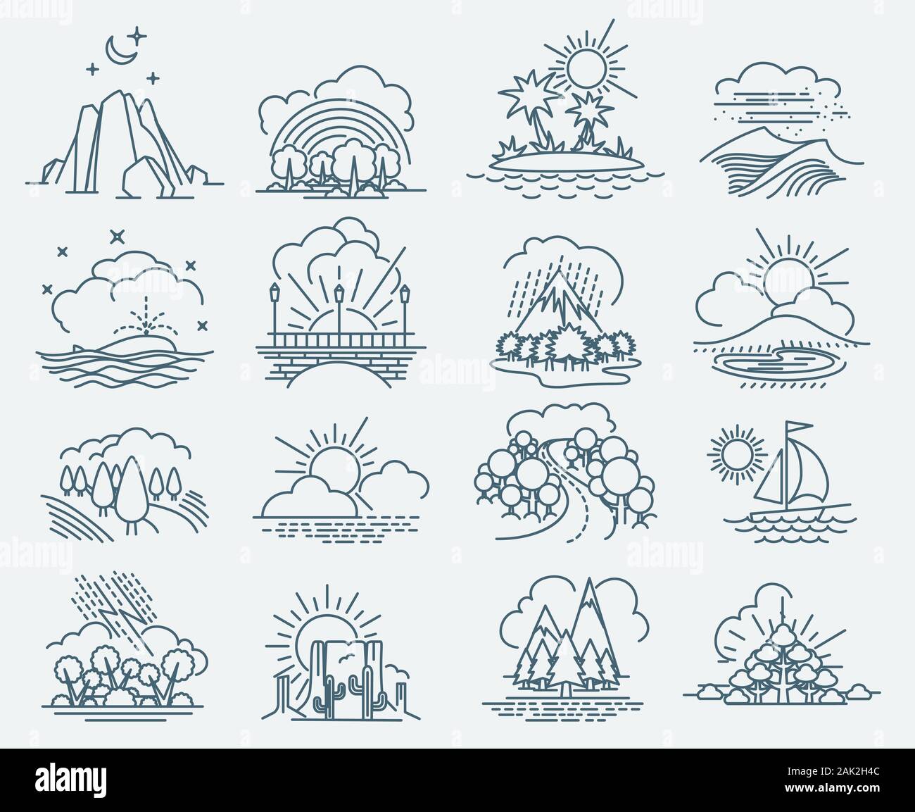 Park landscape outline icons Stock Vector Image & Art - Alamy