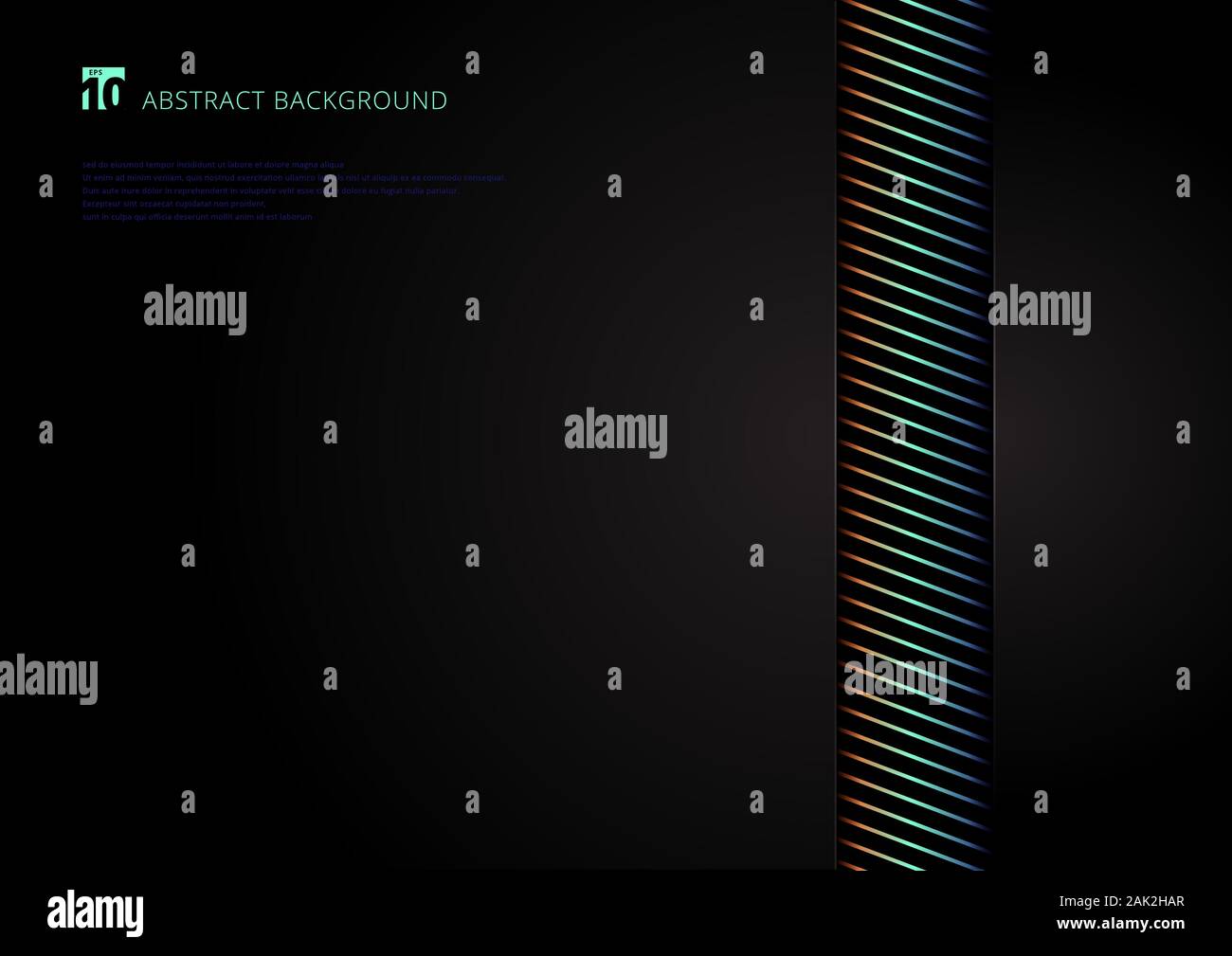 Template abstract vibrant stripes diagonal lines on black background ...