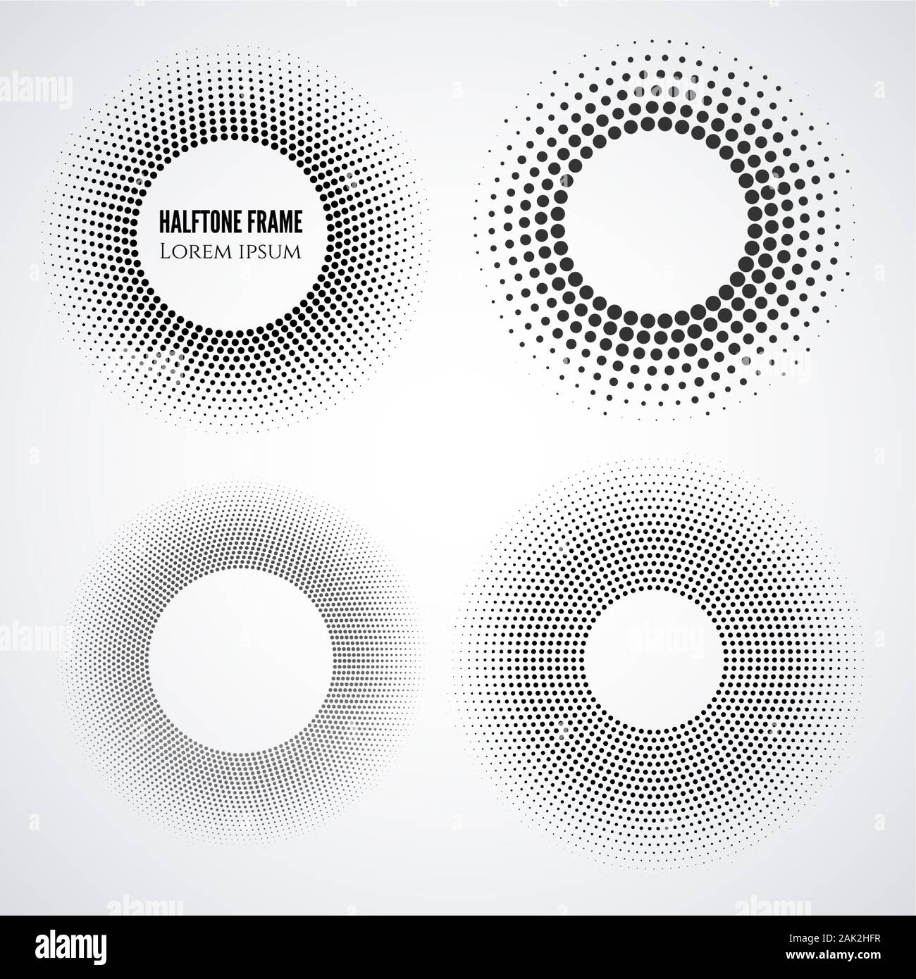 halftone round frames set. Geometric design vector elements Stock ...