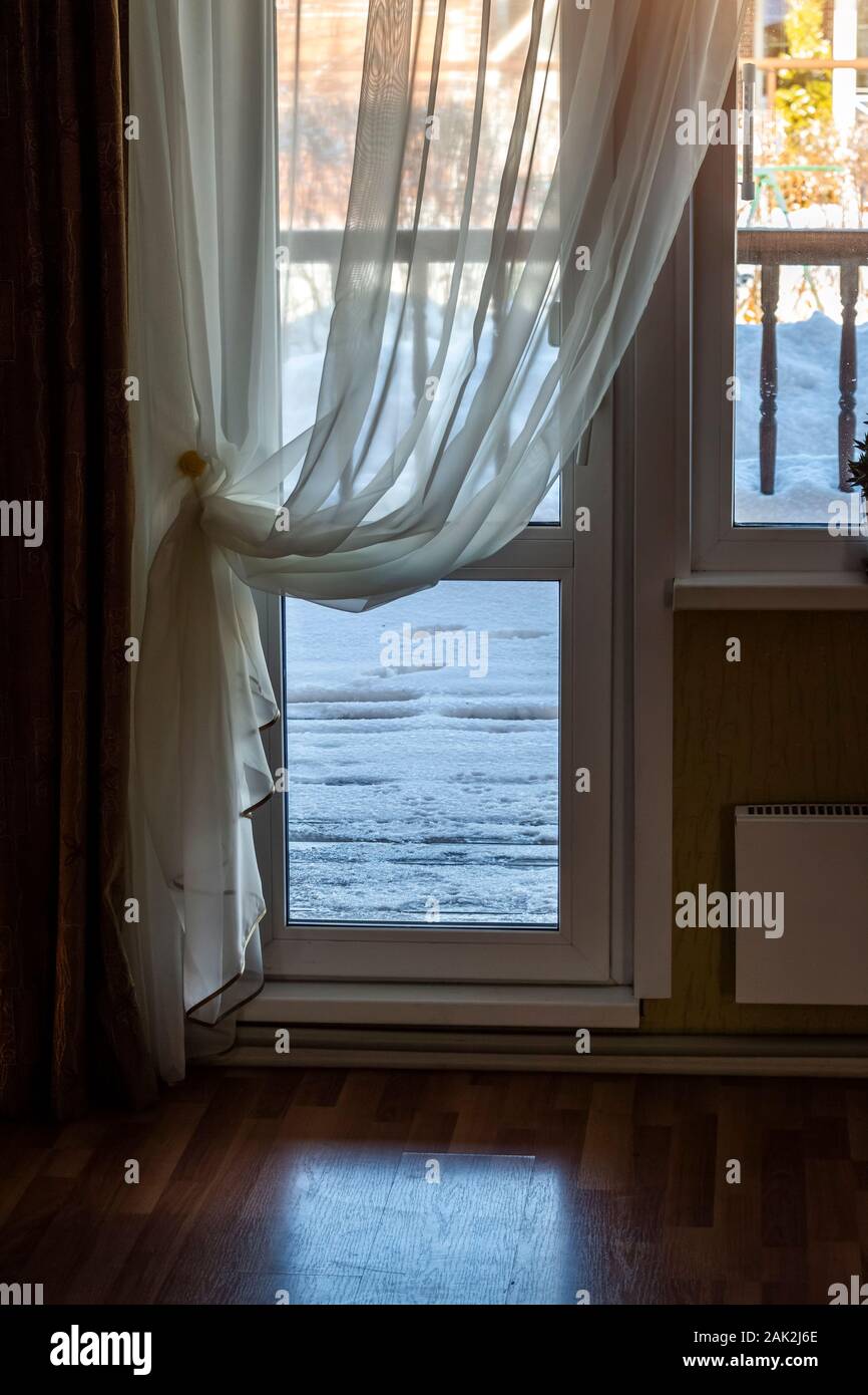 Winter view of the backyard from the window of the house Stock Photo ...