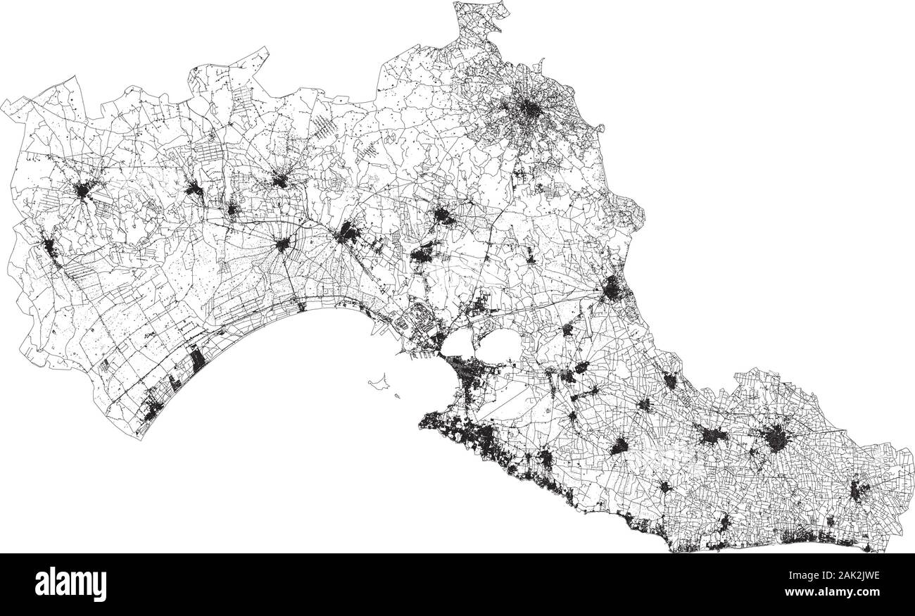 Satellite map of Province of Taranto towns and roads, buildings and ...