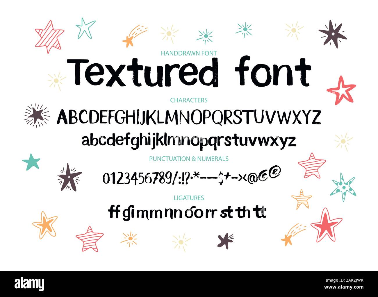 Textured calligraphy hand drawn alphabet. Rough grunge font. Latin ...