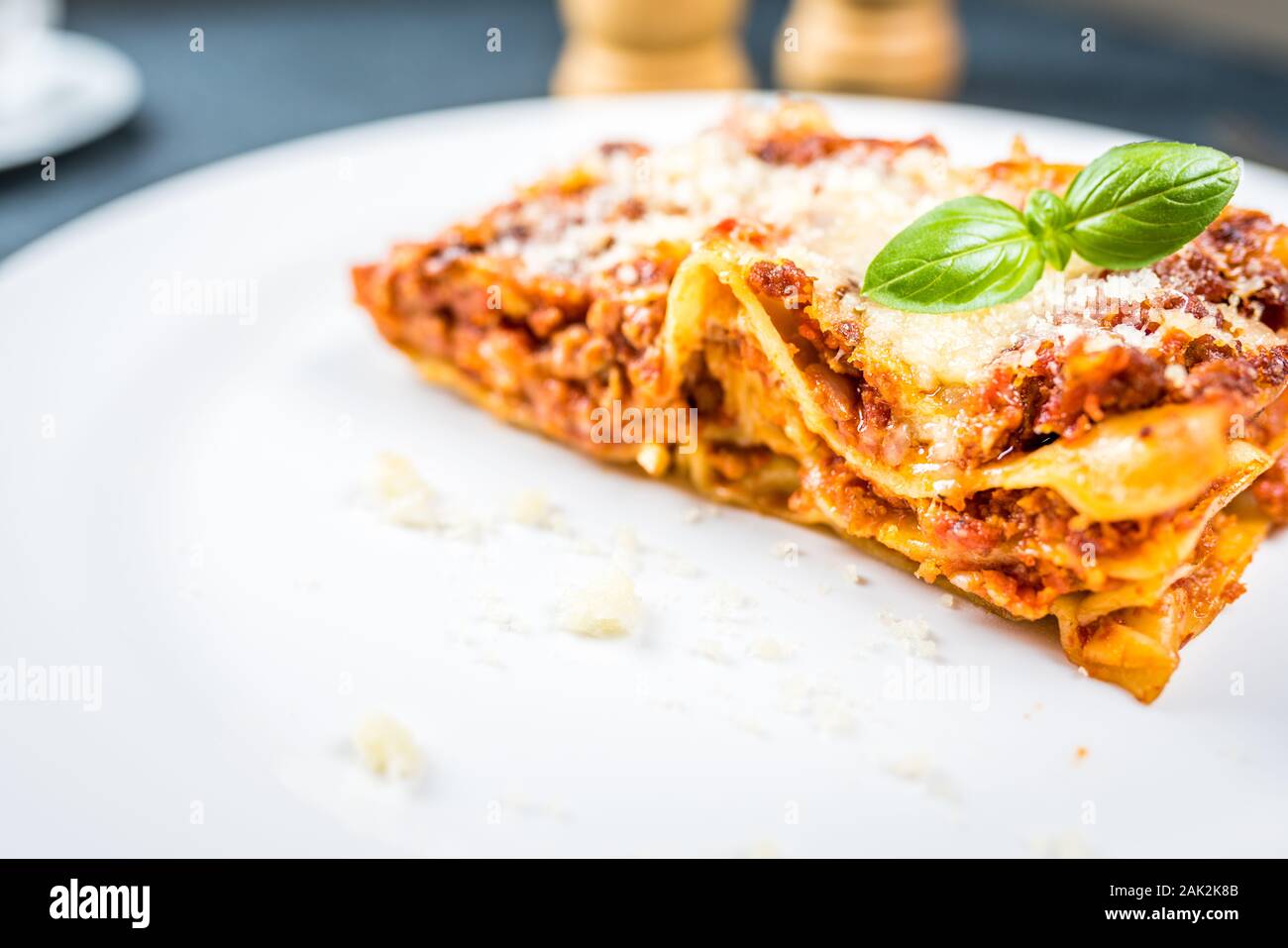 Traditional Italian pasta lasagne with minced meat, tomato and parmesan ...