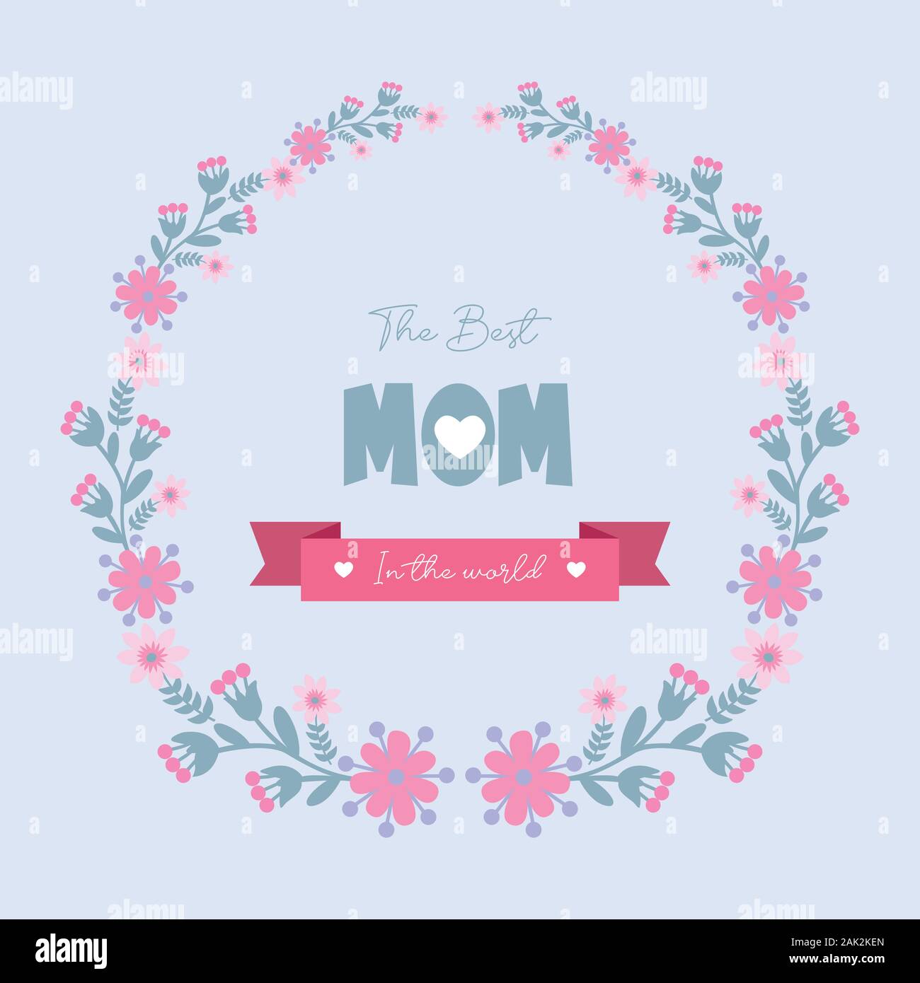 Elegant card design, with beautiful pink wreath frame, for best mom in ...