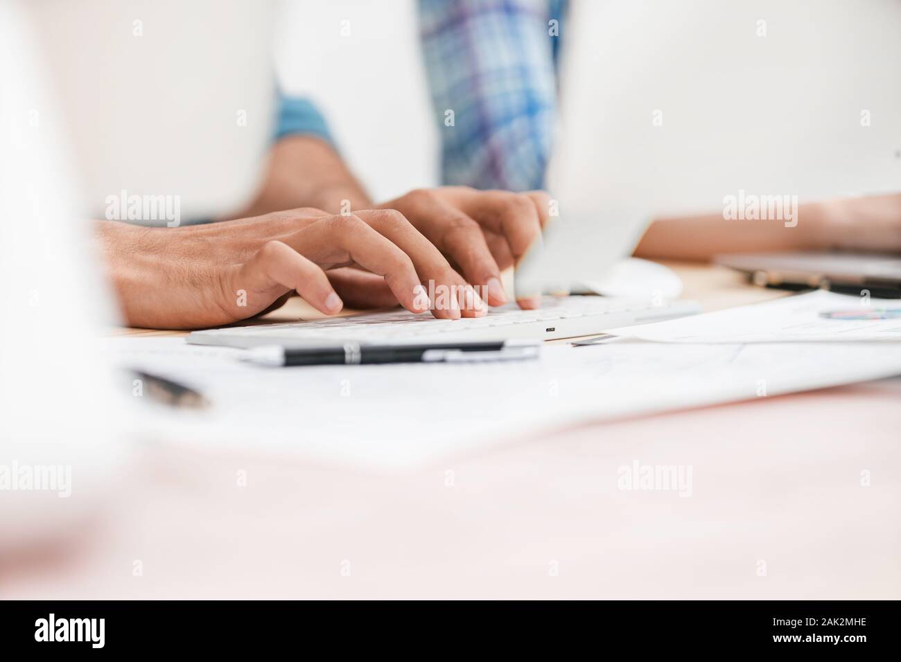 close up. background image of employees typing on the computer keyboard ...