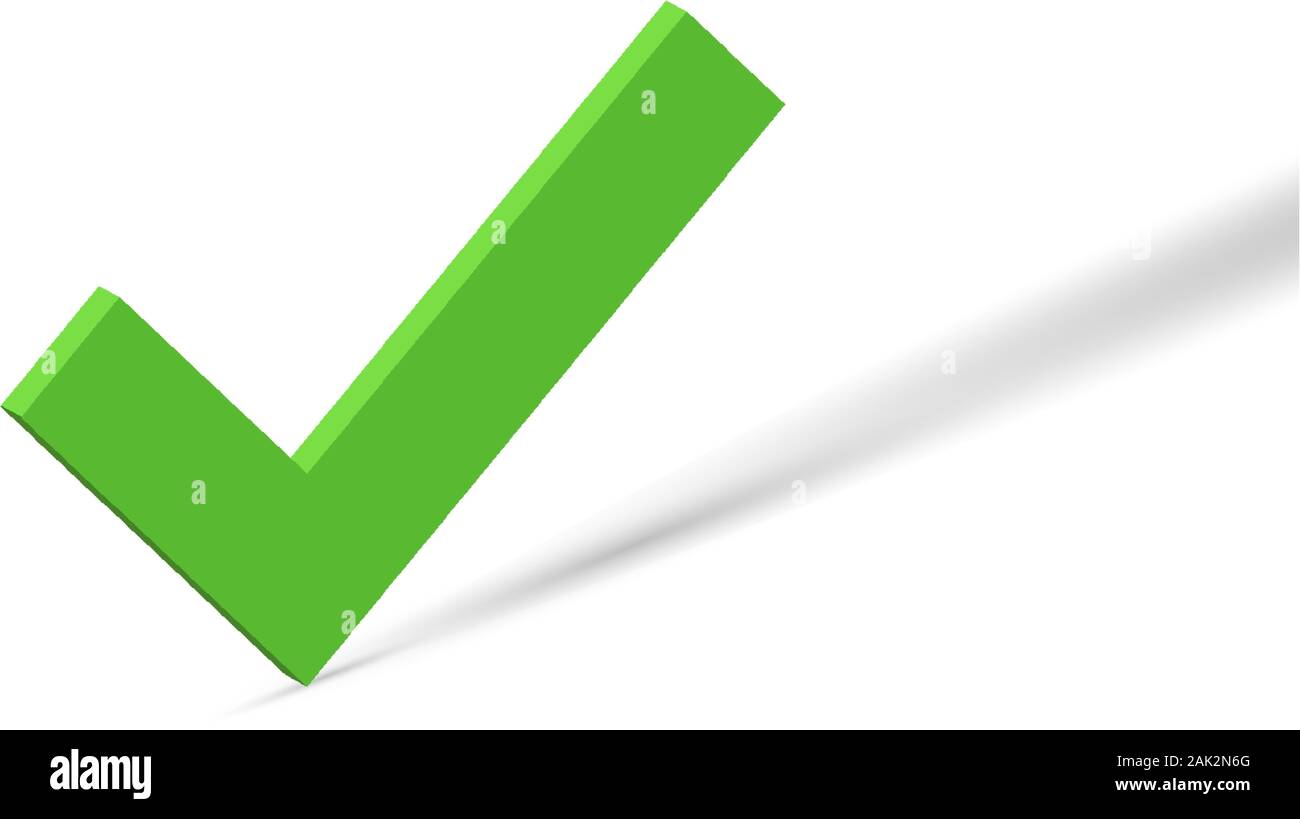 Green check mark sign. Vector choice sign. 3D illustration with soft ...