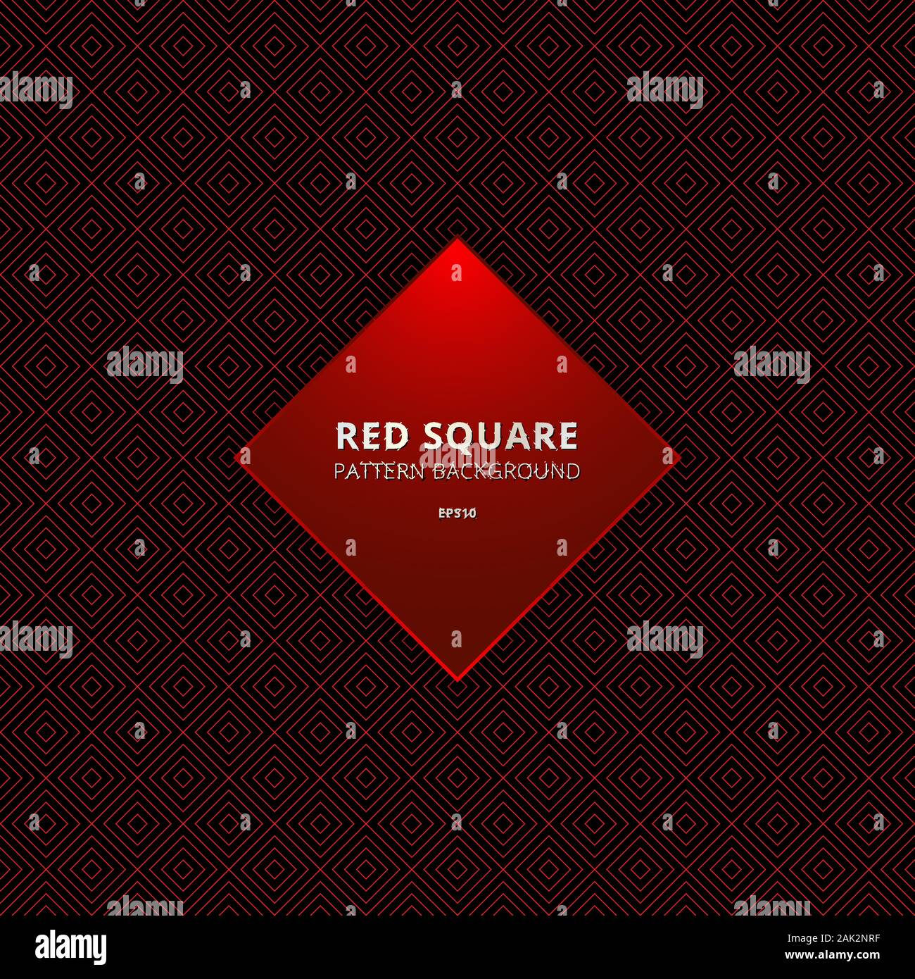 Abstract red square border seamless pattern on black background ...
